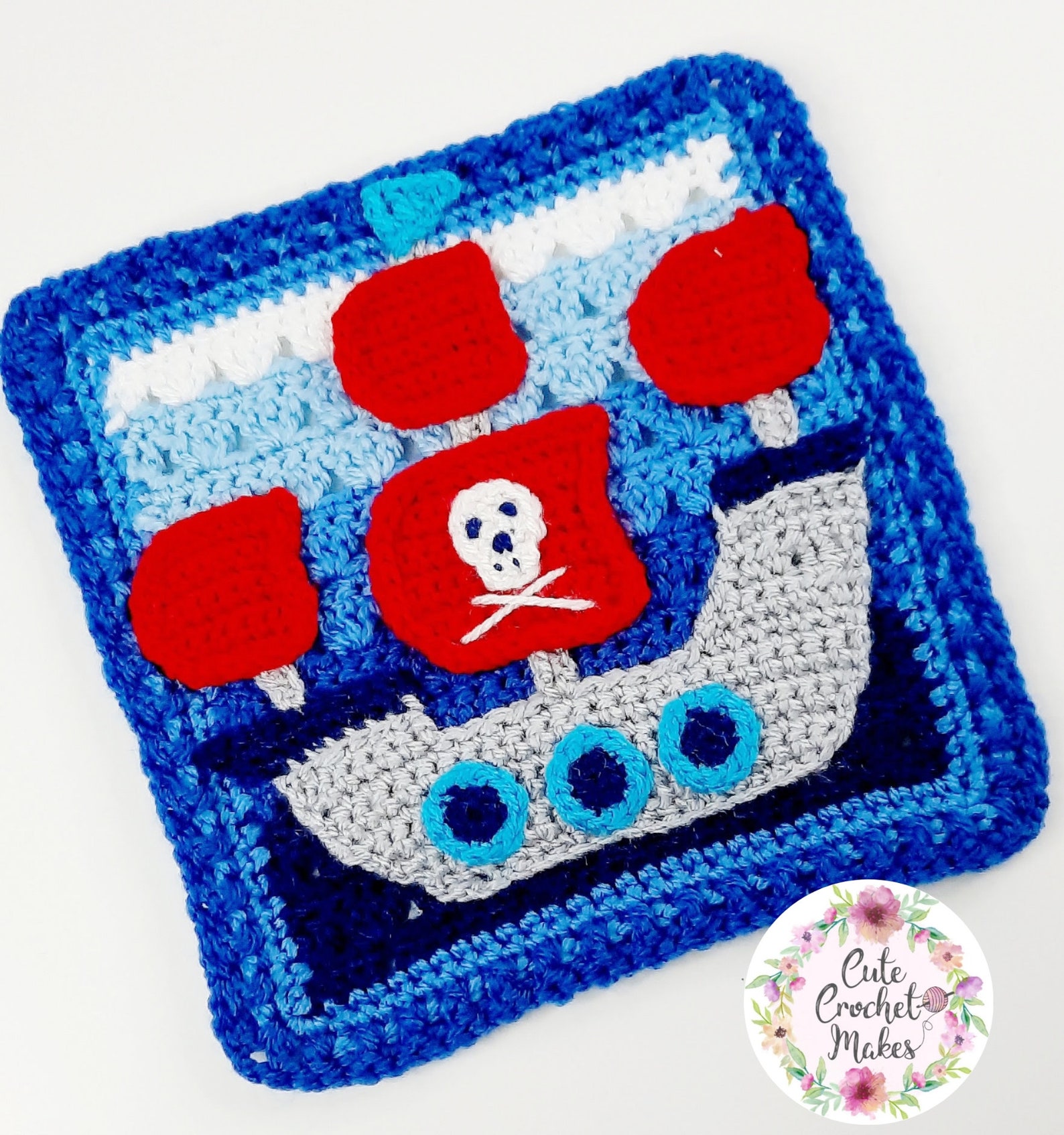 Ship Ahoy! Nautical Crochet Blanket Pattern: Sea Themed Granny Squares ...