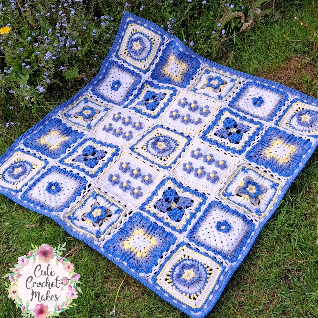 Forget Me Not Crochet Blanket Pattern: Textured 3D Flower Forget Me Not ...