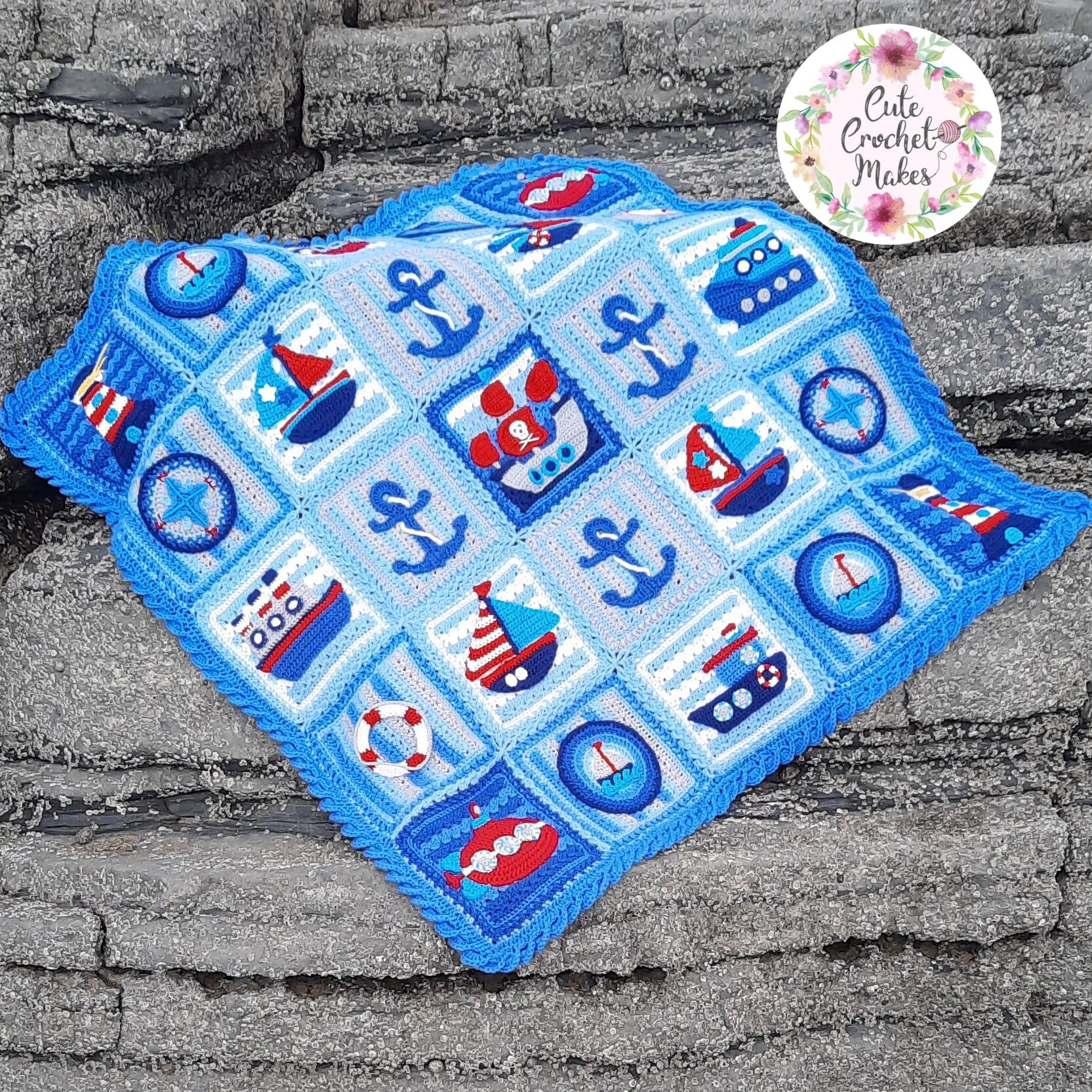 Ship Ahoy! Nautical Crochet Blanket Pattern: Sea Themed Granny Squares ...