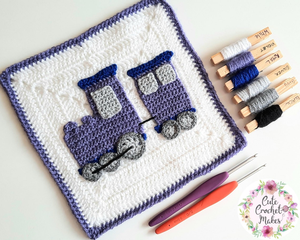 Crochet Train Applique Pattern PDF INSTANT DOWNLOAD Train | Etsy