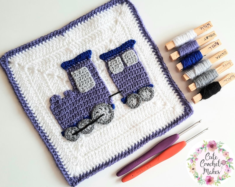 Crochet Train Applique Pattern PDF, INSTANT DOWNLOAD, Train and ...