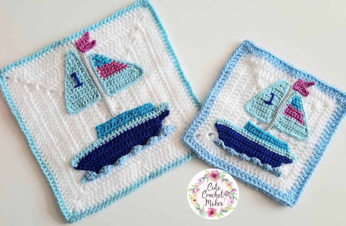 Sailing Boat Crochet Applique Pattern PDF INSTANT DOWNLOAD | Etsy