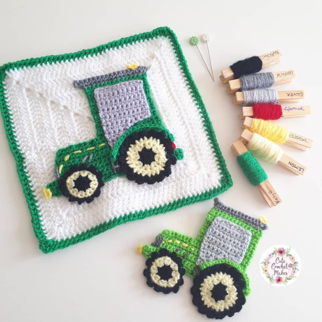 Crochet Tractor Applique PDF Pattern, INSTANT DOWNLOAD, Tractor Pattern ...