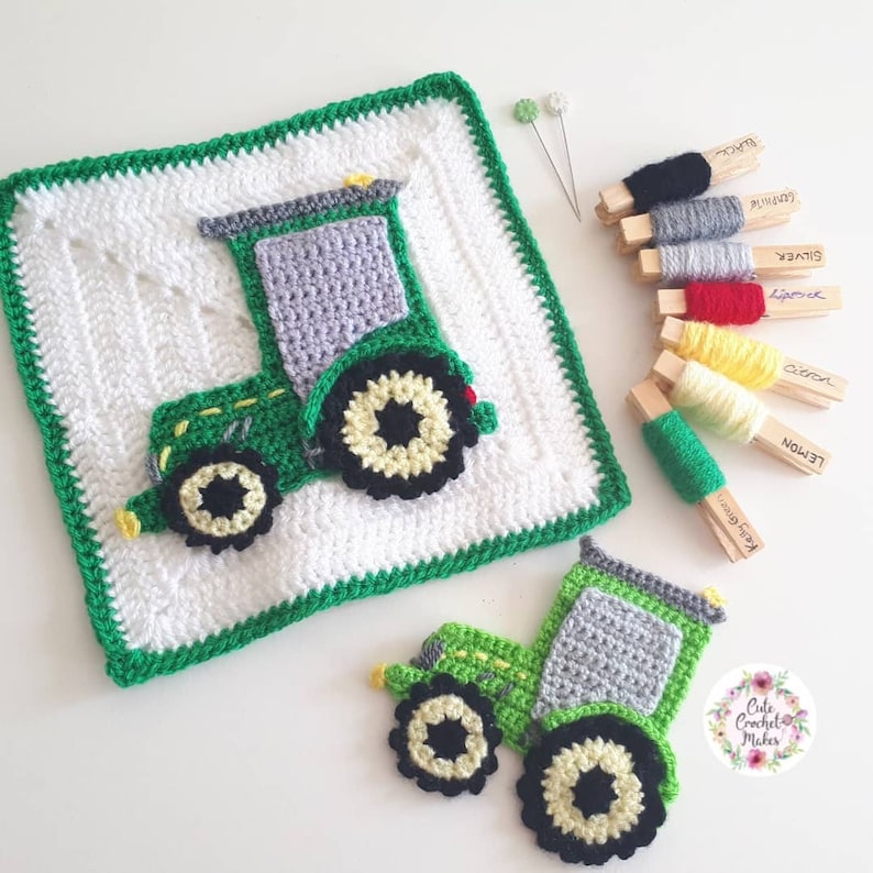 Crochet Tractor Applique PDF Pattern INSTANT DOWNLOAD - Etsy