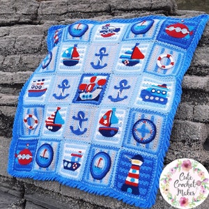 Ship Ahoy! Crochet Blanket Pattern PDF, Nautical Nursery Decor, Sea ...