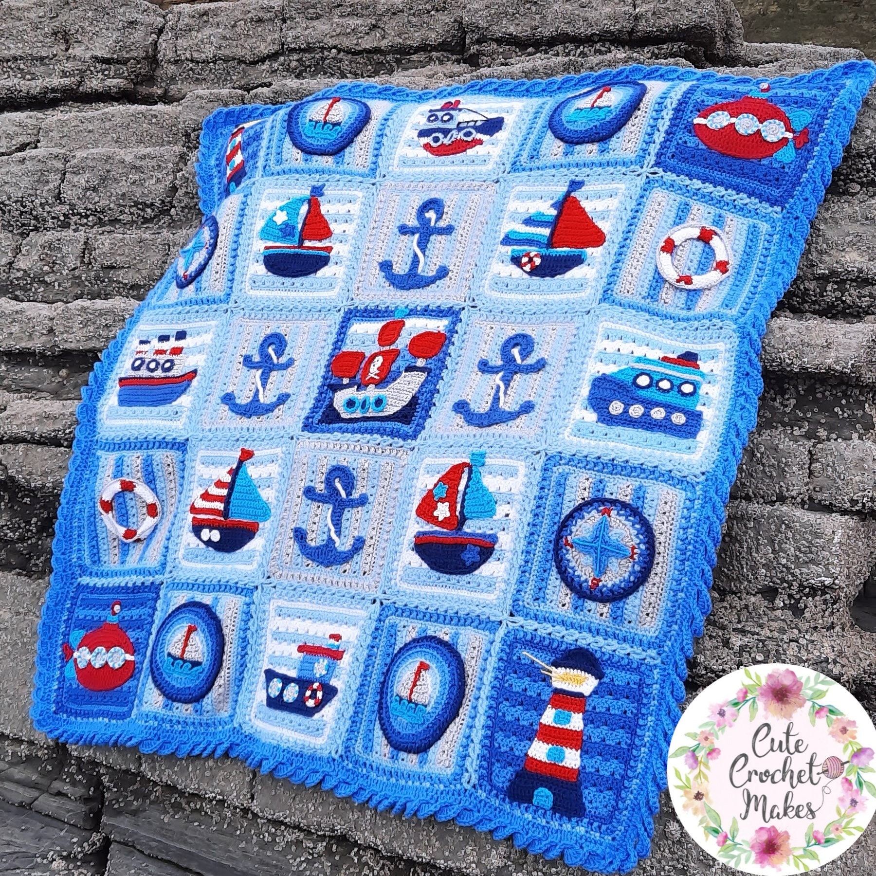 Ship Ahoy! Nautical Crochet Blanket Pattern: Sea Themed Granny Squares ...