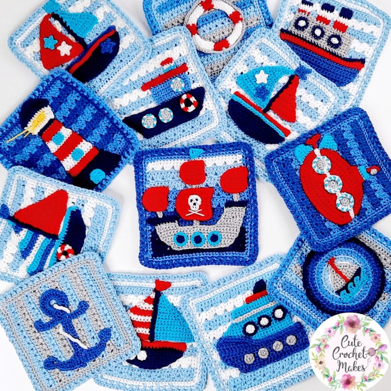 Ship Ahoy! Nautical Crochet Blanket Pattern: Sea Themed Granny Squares ...