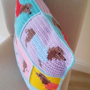 Dachshund Crochet Cushion Cover Pattern: Intarsia Sausage Dog (US Terms ...
