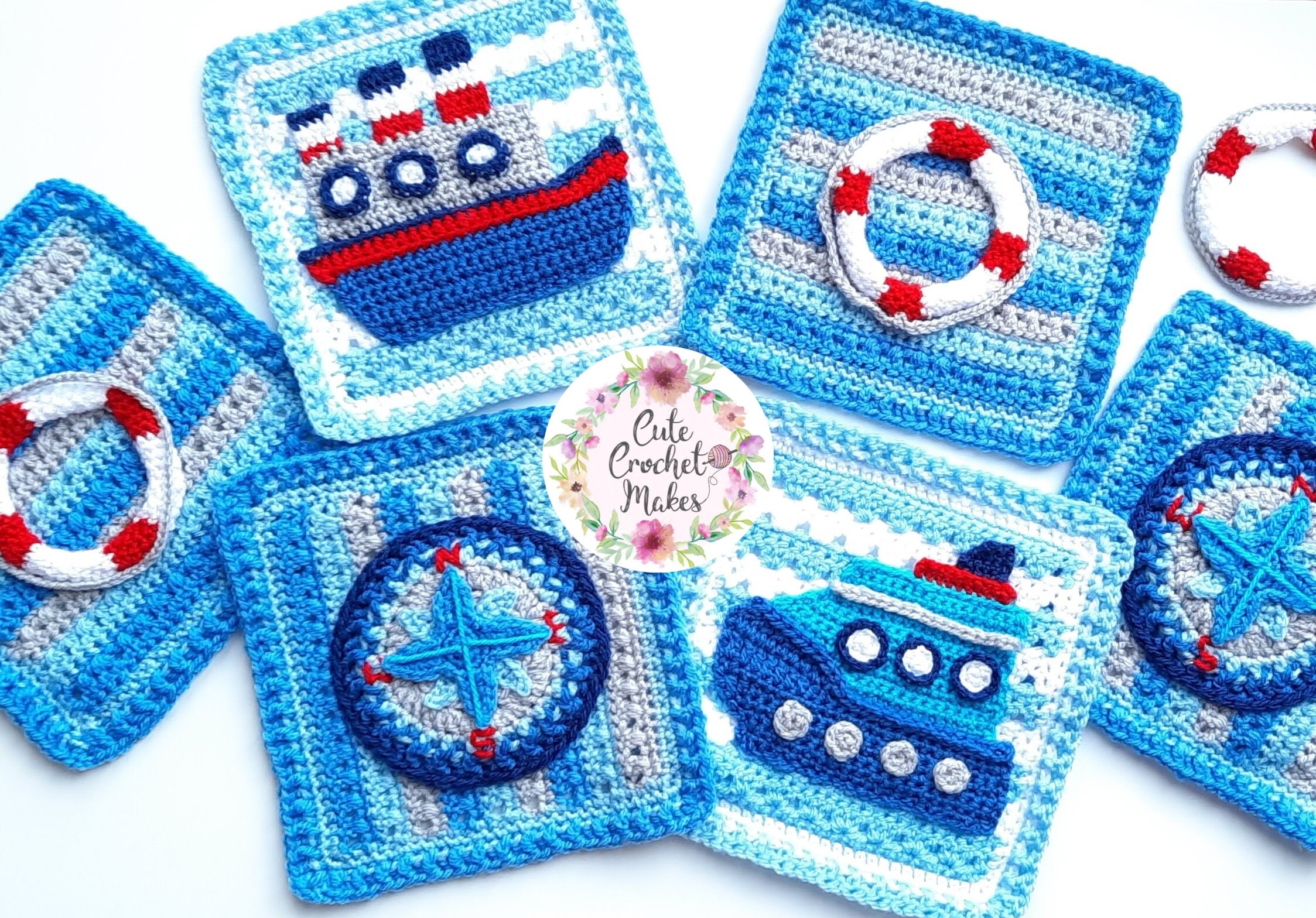 Ship Ahoy! Nautical Crochet Blanket Pattern: Sea Themed Granny Squares ...