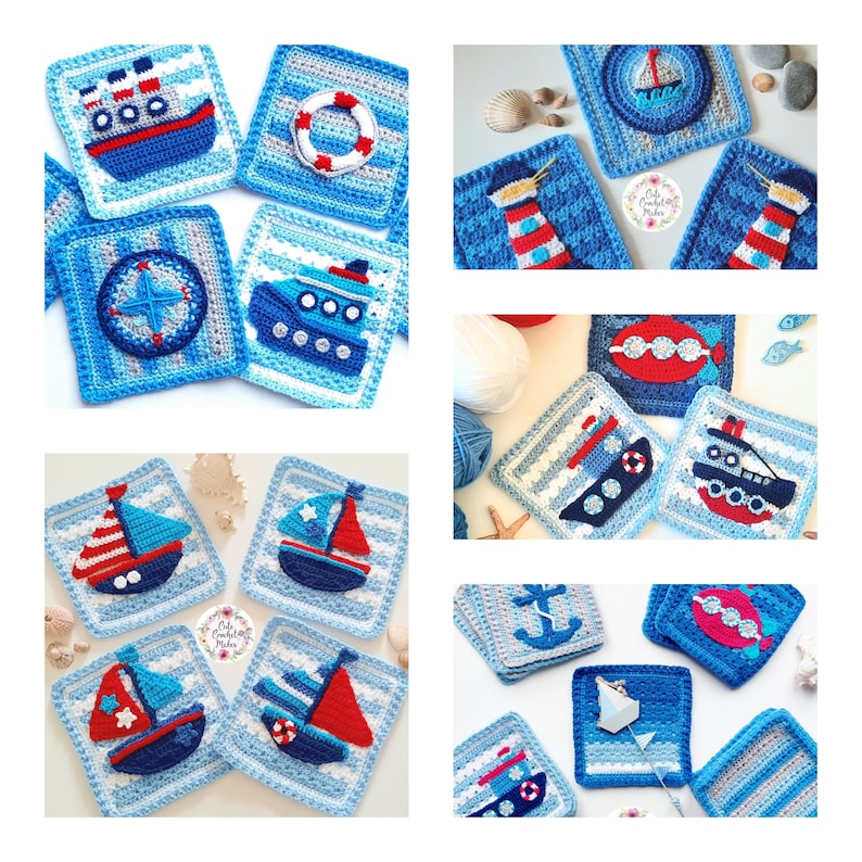 Ship Ahoy! Nautical Crochet Blanket Pattern: Sea Themed Granny Squares ...