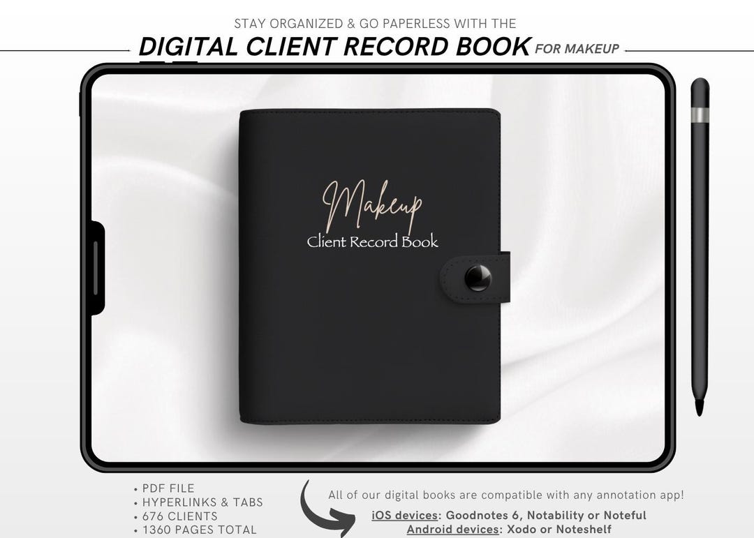 Digital MAKEUP Client Record Book, Black and Light Pink Makeup Record ...