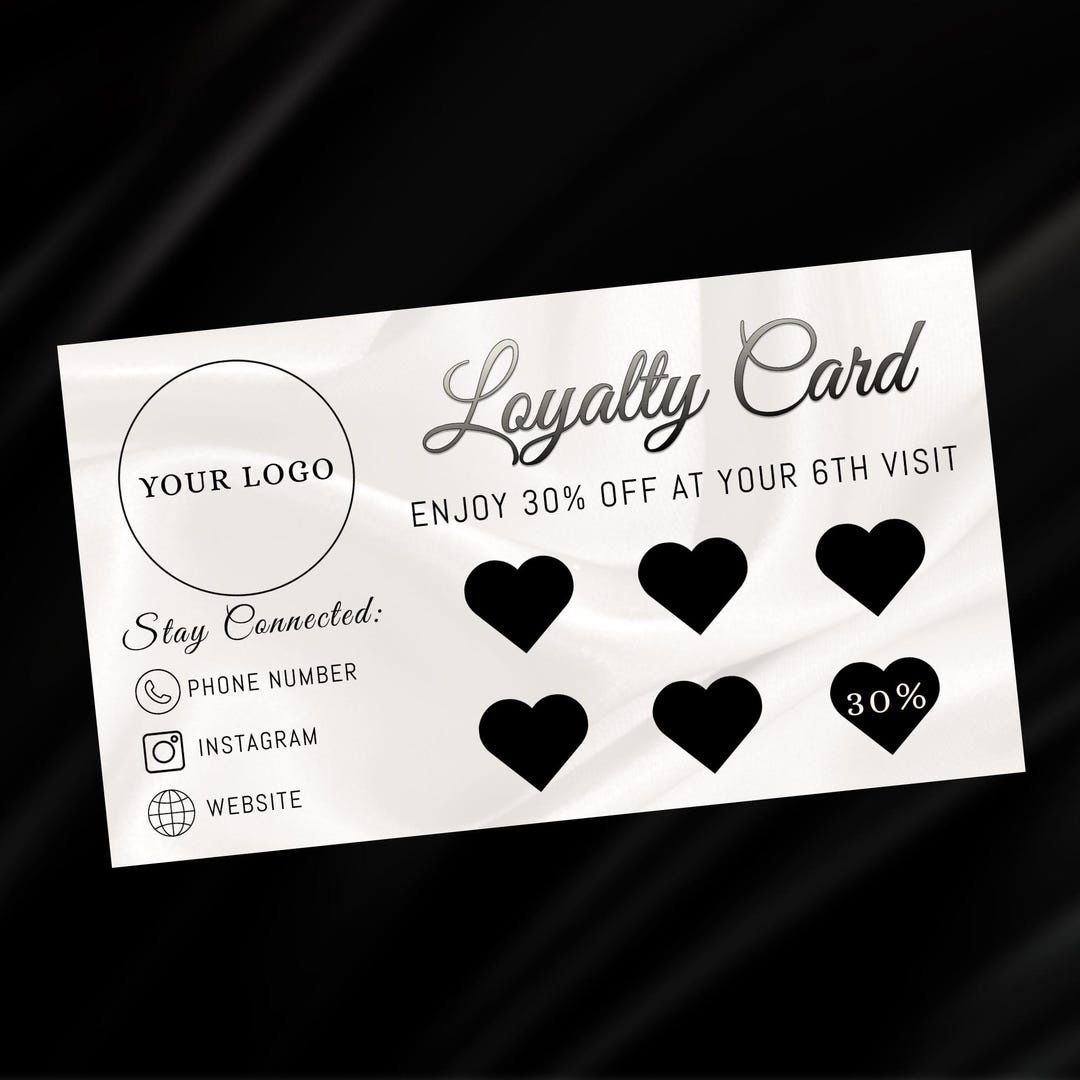 Luxury Pretty Editable Diy Loyalty Card Lash Tech Brow Tech Nail Tech ...
