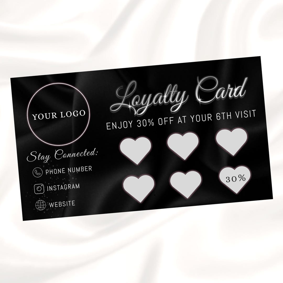 Pretty Editable Loyalty Punch Cards Luxury Salons Beauty Lashes Brows ...