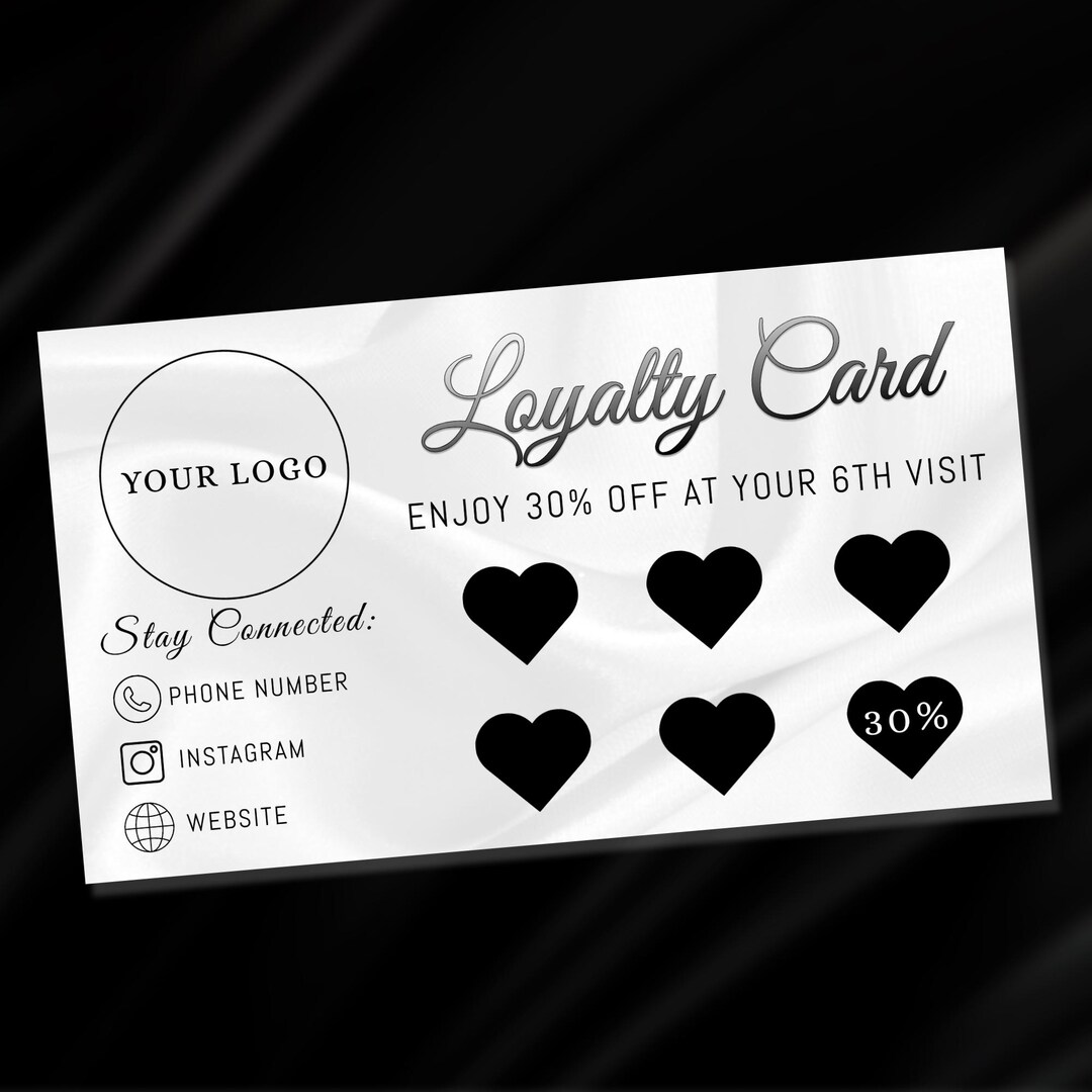 Luxury Beauty Editable Diy Loyalty Punch Cards Grey Black Customizable ...