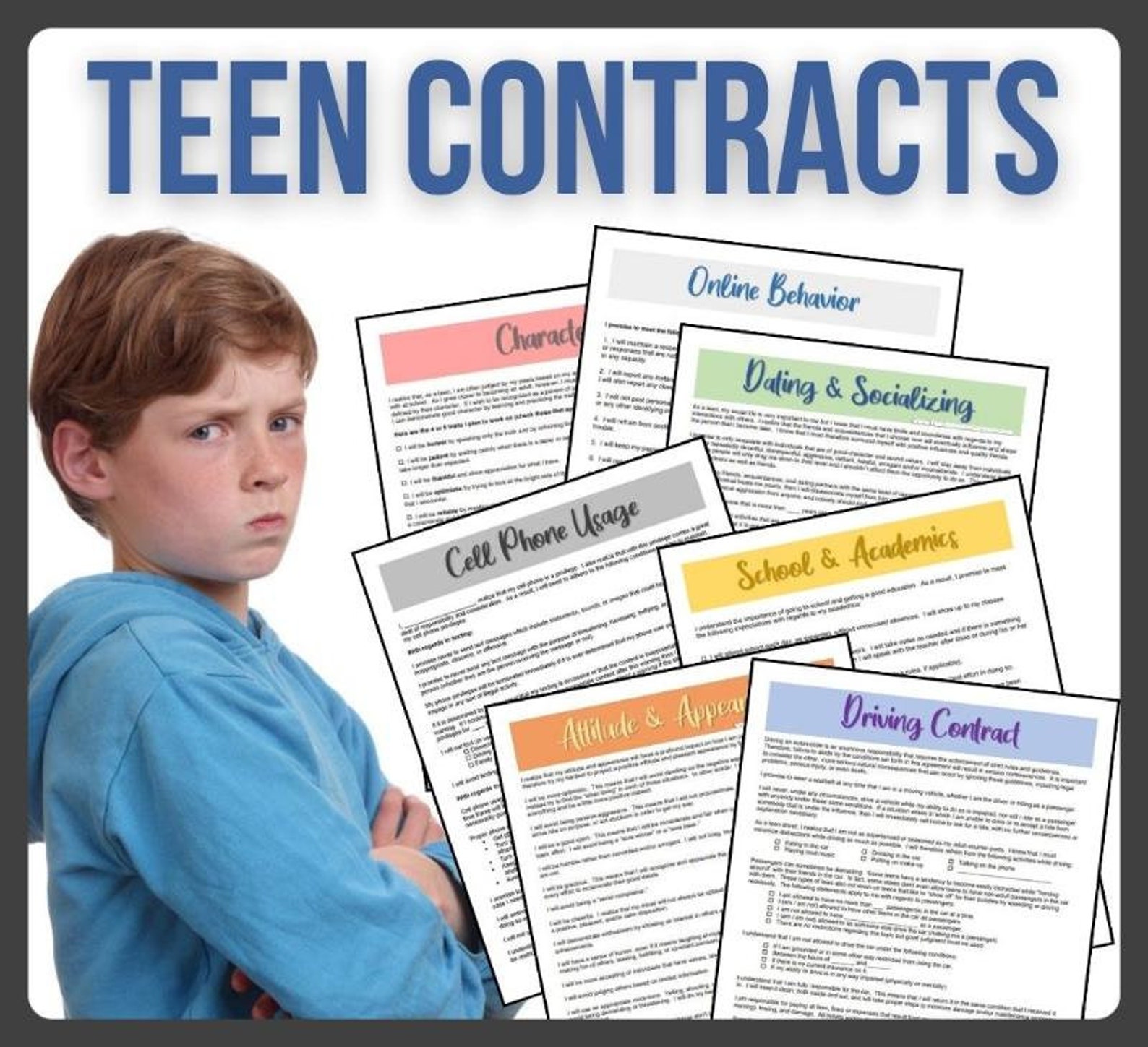 Child & Teen Behavior Contracts Package | Parent-child Contract ...