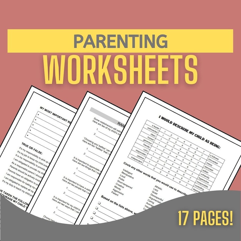 Parenting Worksheets for Parents - Etsy