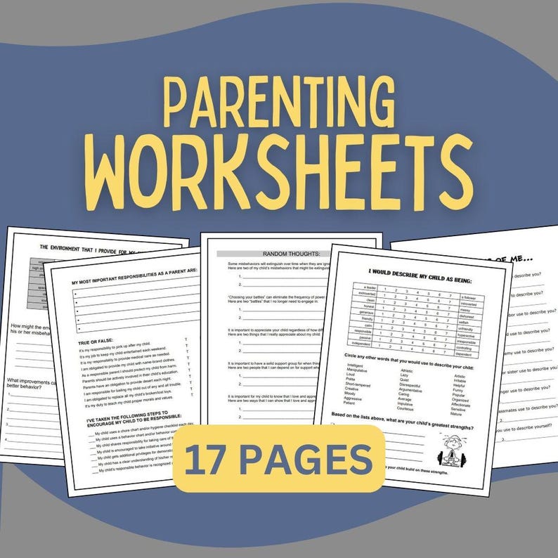 Parenting Worksheets for Parents - Parental Improvement Pages - Etsy