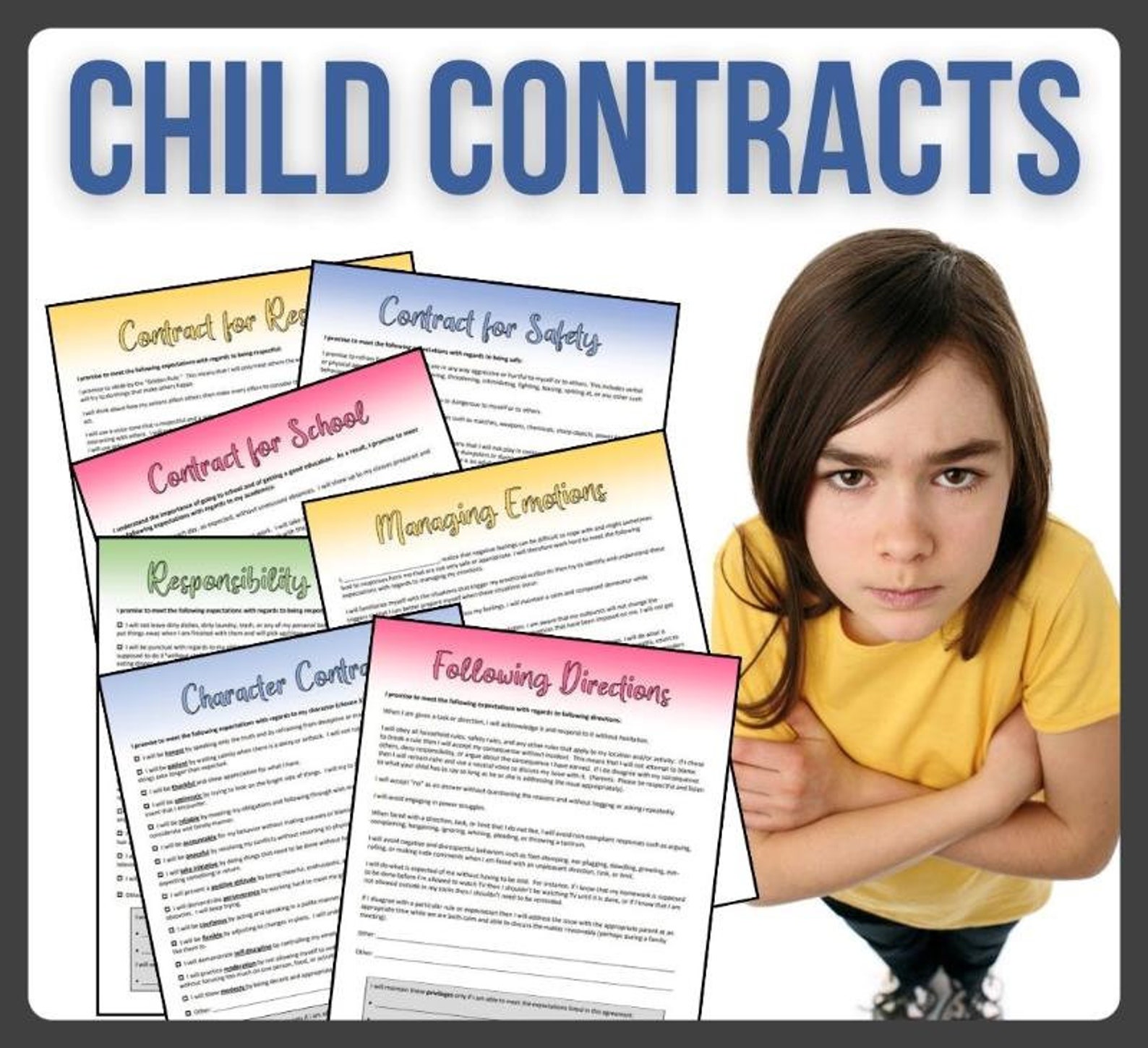 Child & Teen Behavior Contracts Package | Parent-child Contract ...