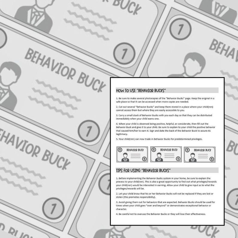 Behavior Bucks - Parenting Tool - Improve Child Behavior - Etsy