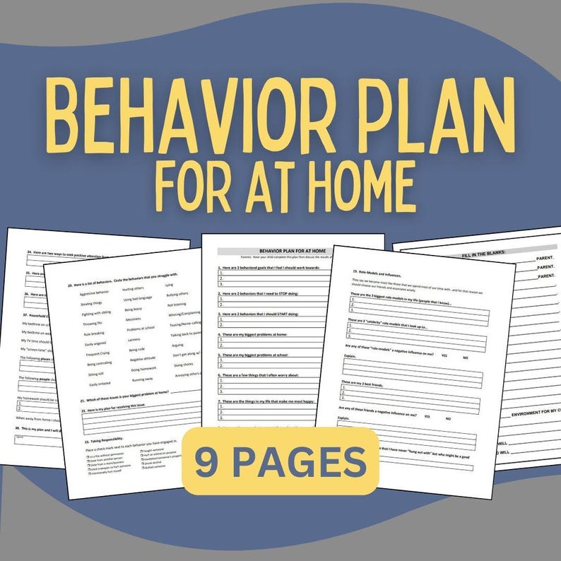 Behavior Plan for Child or Teen - Parenting Tool - Etsy