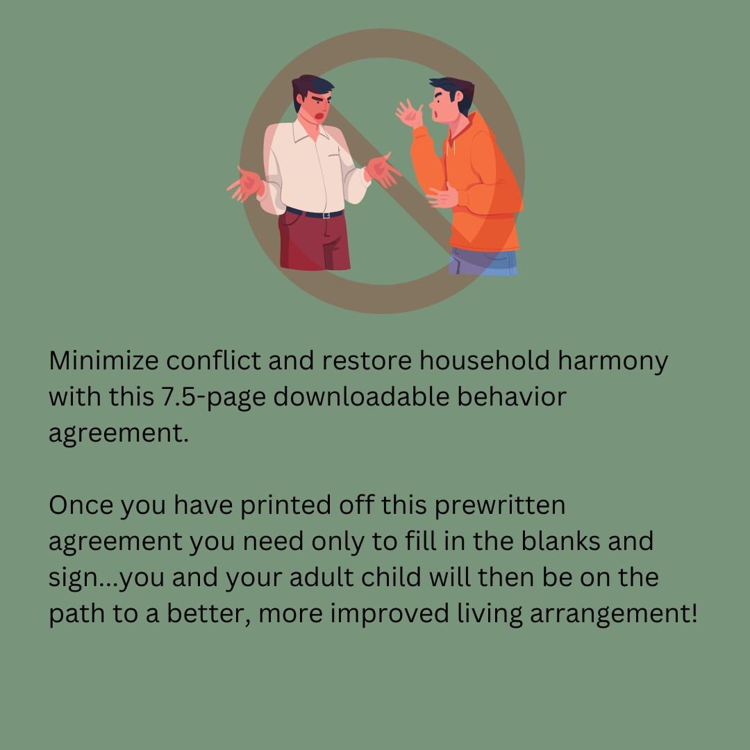 Adult Child Behavior Contract: Household Expectations Agreement ...