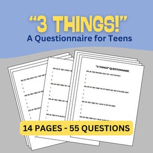 Teen Questionnaire - Worksheet - Booklet - Journal for Teens - Etsy