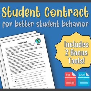 Student Contract for Classroom or School - Etsy