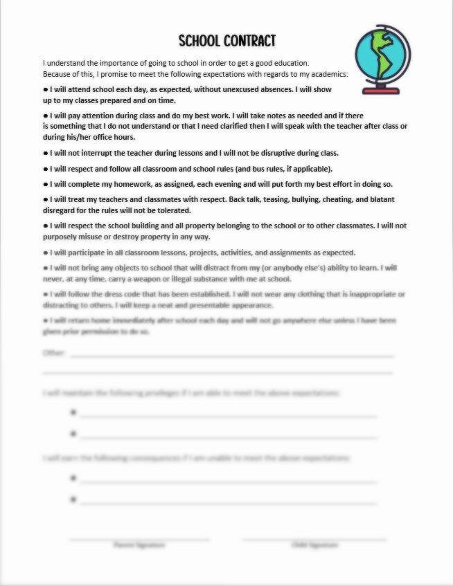 Student Contract for Classroom or School - Etsy
