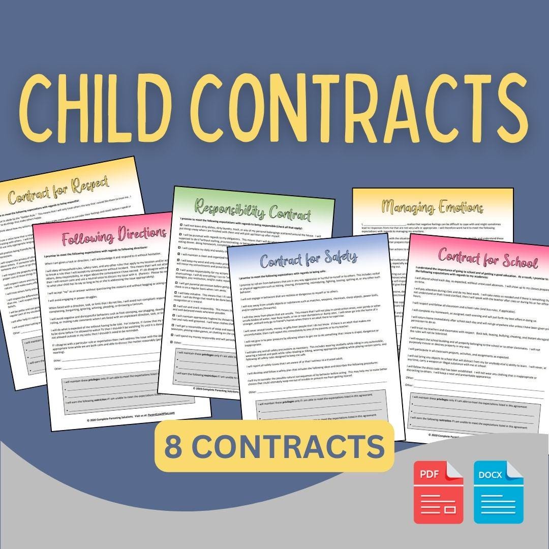 Child Behavior Contracts: Respect, Responsibility, Emotions (PDF & Word ...
