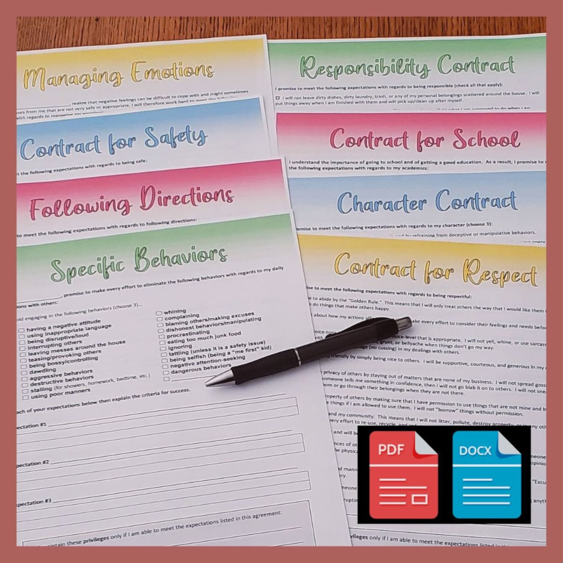 Child & Teen Behavior Contracts Package | Parent-child Contract ...