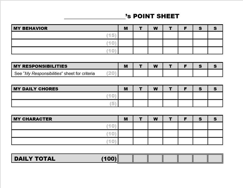 Parenting - Teen Behavior Program W/ Chart - Etsy