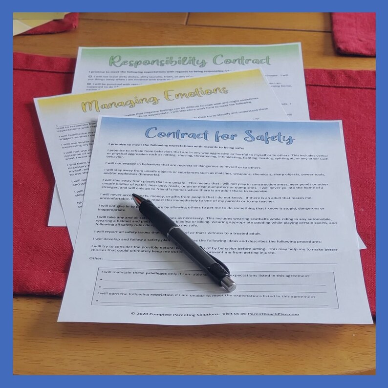 Child & Teen Behavior Contracts Package | Parent-child Contract ...