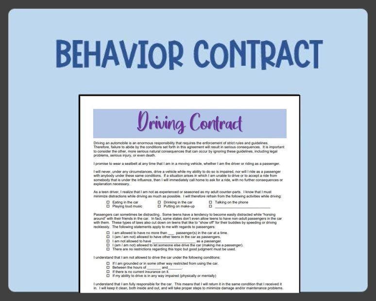 Teen Driving Contract - Etsy