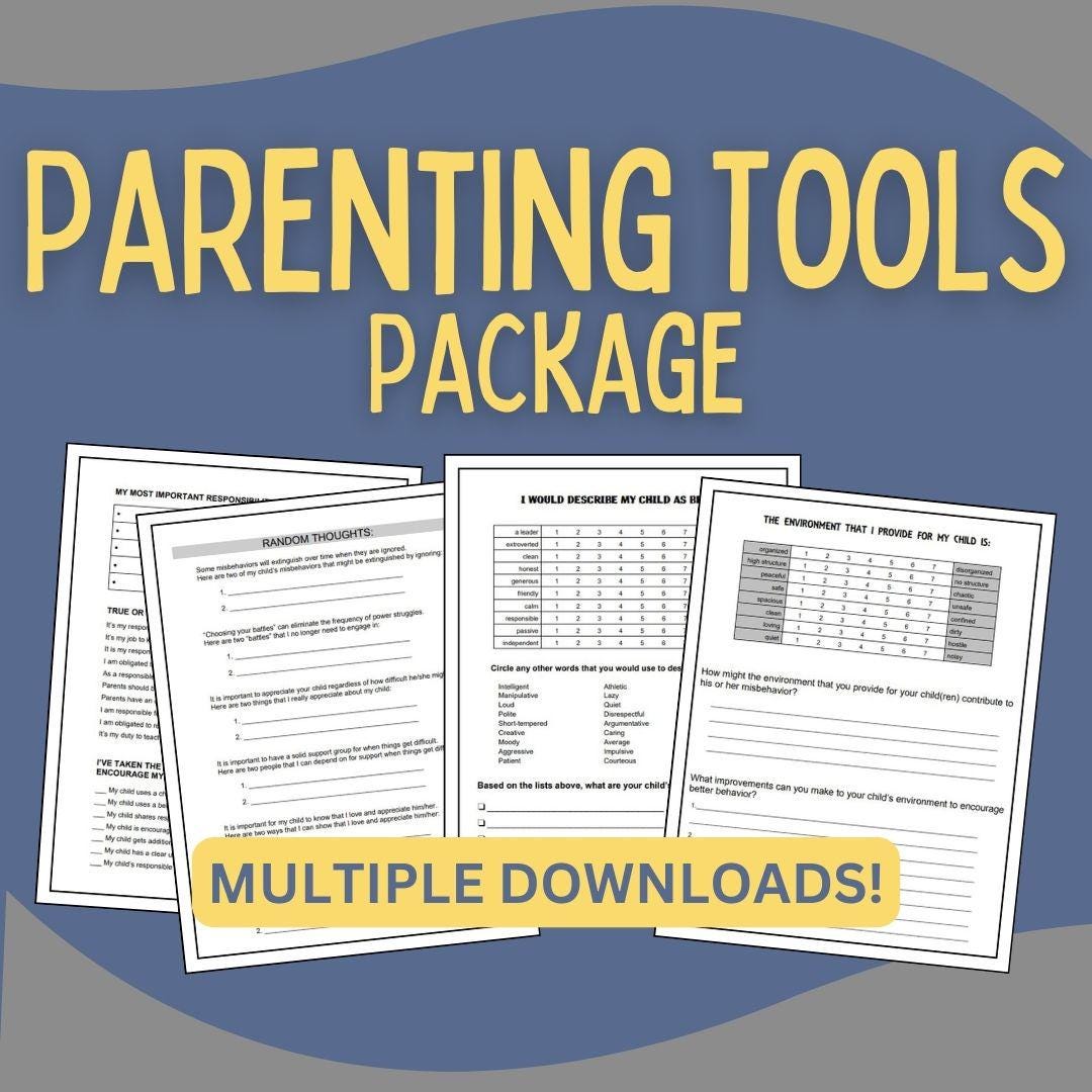 Parenting Tools Package: Behavior Plan, Worksheets (digital Download ...