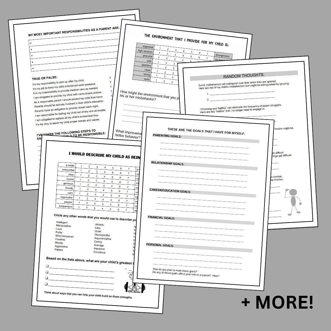 Parenting Worksheets for Parents - Parental Improvement Pages - Etsy