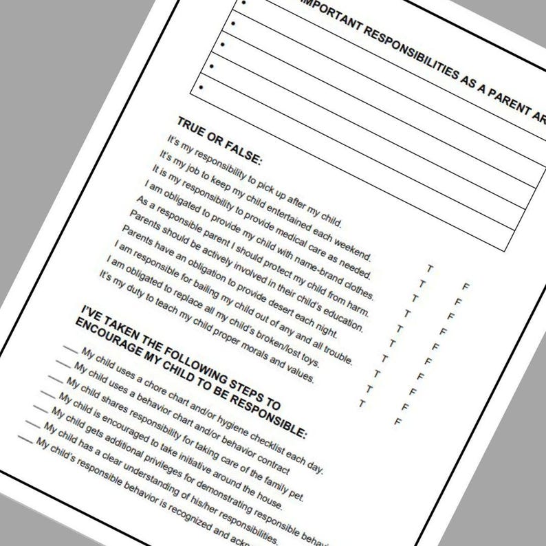 Parenting Worksheets for Parents - Parental Improvement Pages - Etsy