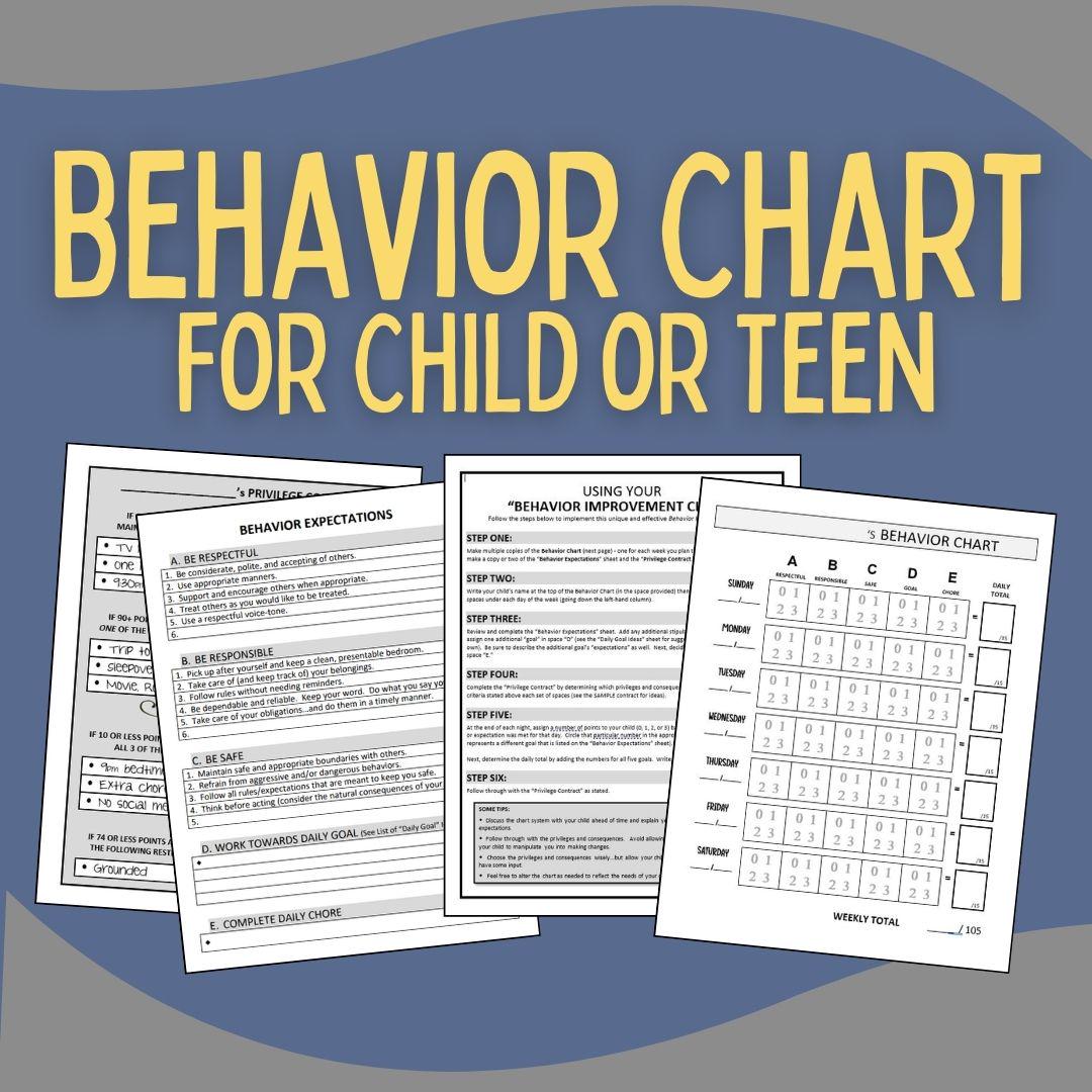 Child & Teen Behavior Chart: Customizable Parenting Tool | Discipline ...