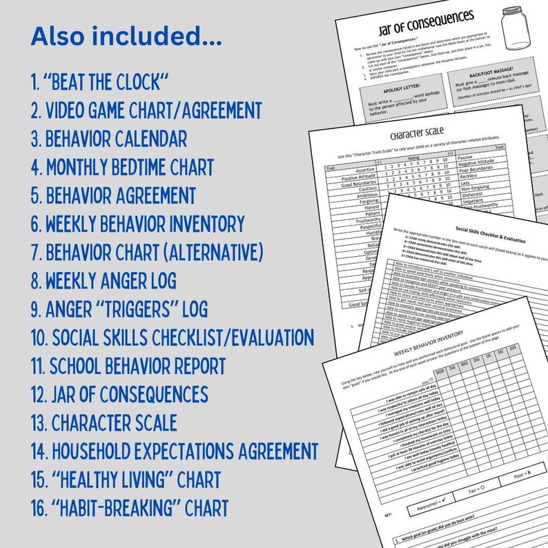 57 Printable Parenting Tools | Teen Behavior Contracts and Charts ...