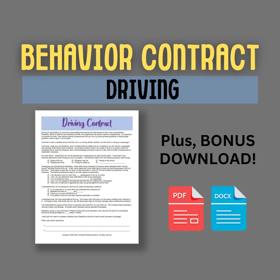 Teen Driving Contract - Etsy