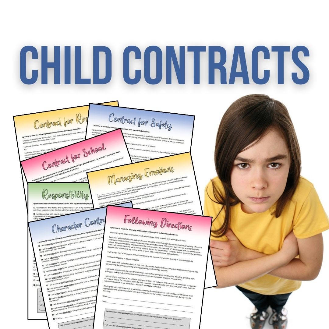 Behavior Contract for Child or Teen 8 Printable Contracts - Etsy