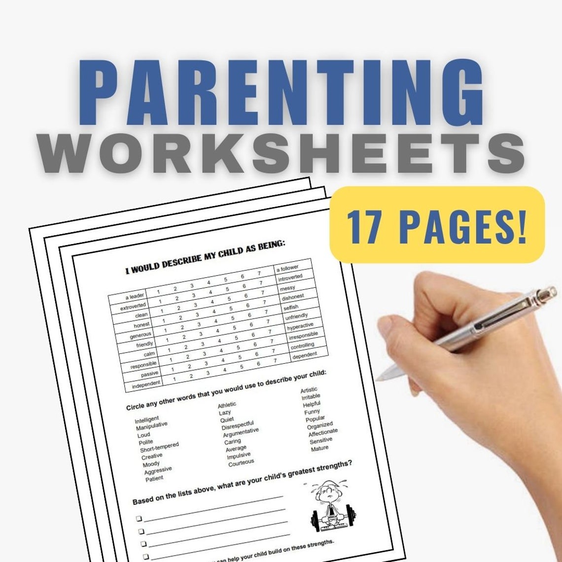 Parenting Worksheets for Parents - Parental Improvement Pages - Etsy