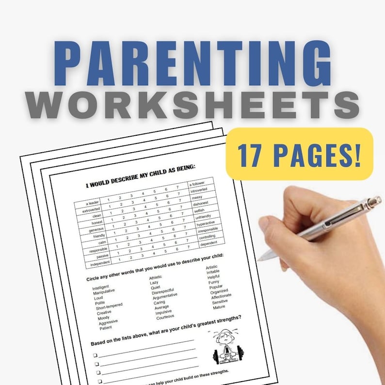 Parenting Worksheets for Parents - Parental Improvement Pages - Etsy