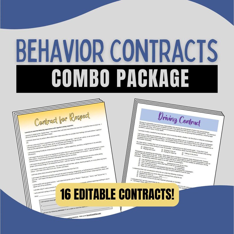 Child & Teen Behavior Contracts Package - Parenting Contract - Kids ...