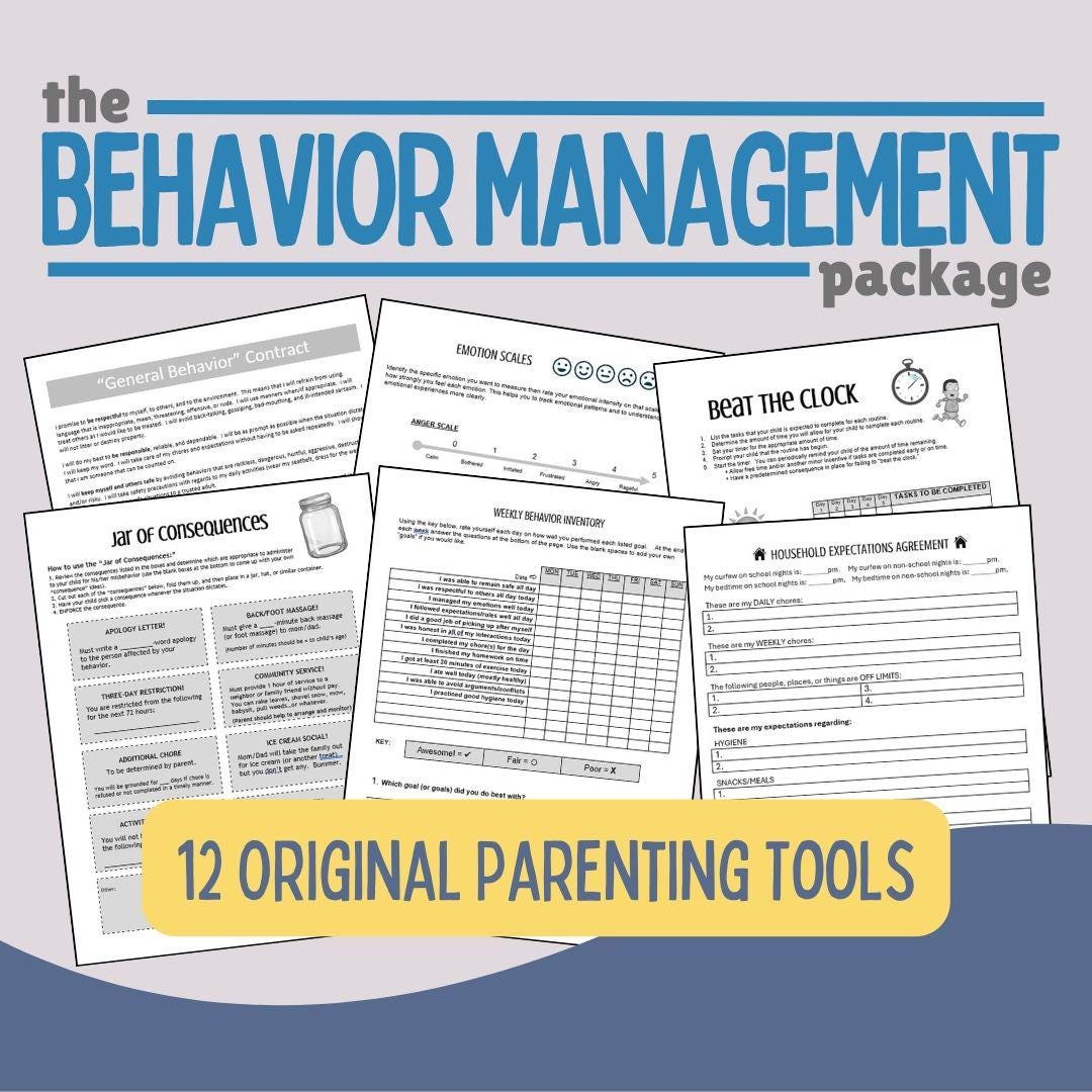 Behavior Management Package | Printable Parenting Tools, Behavior ...
