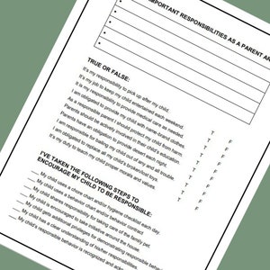 Parenting Worksheets for Parents - Parental Improvement Pages - Etsy