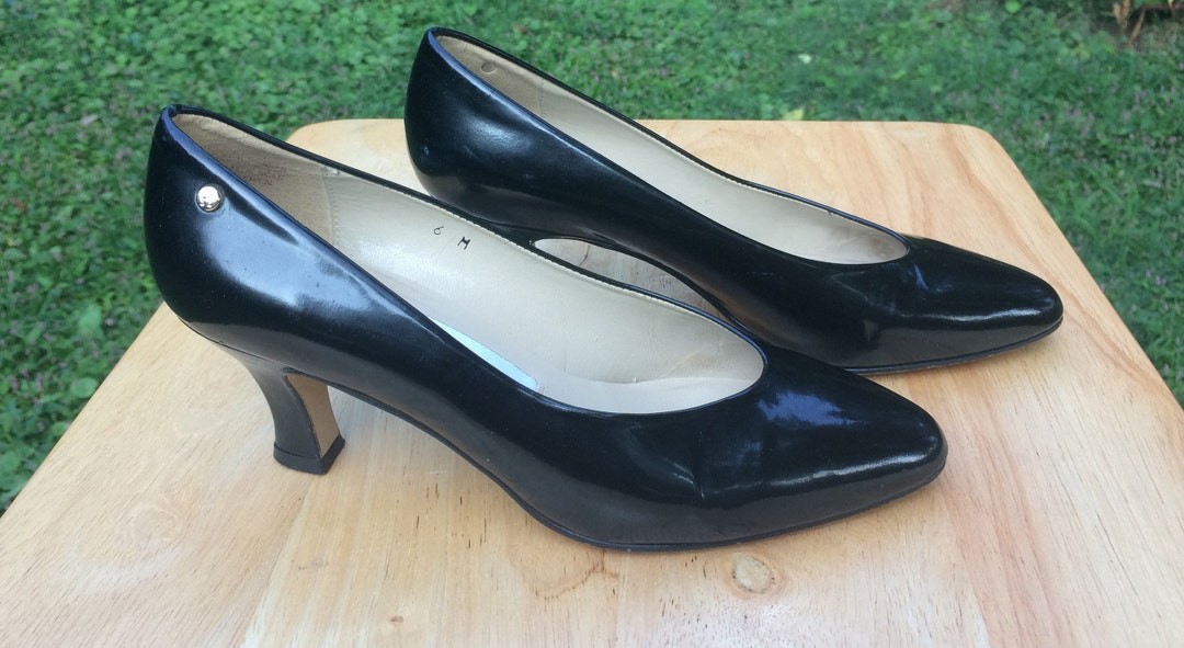 60's Vintage AIGNER Patent Leather Shoes; Retro, Black Patent Leather ...