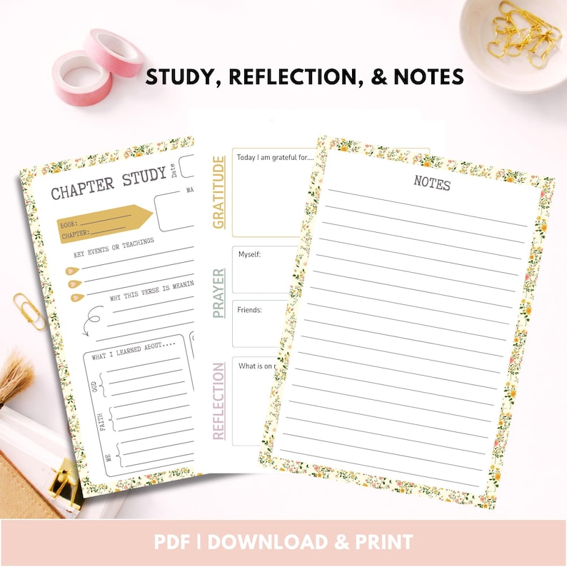 Bible Study Printable - Chapter Study Guide, Scripture Study Worksheet ...