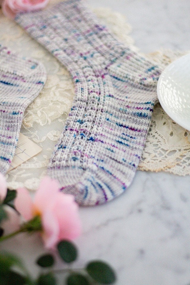 Knitting Pattern: Onshore Breeze Socks / Textured Socks Knitting Pattern, Lacy Knit Socks ...
