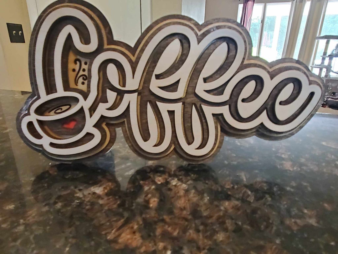 Coffee Word Art Sign | 3D | Multi Layered | Coffee Bar | Kitchen ...