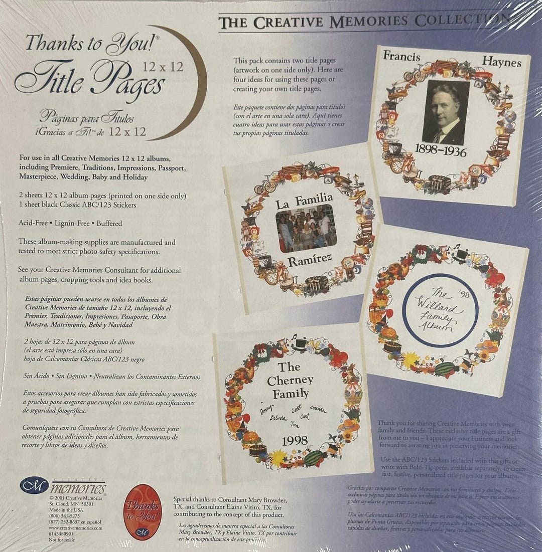 Creative Memories 12x12 Album Title Pages With Stickers - Etsy